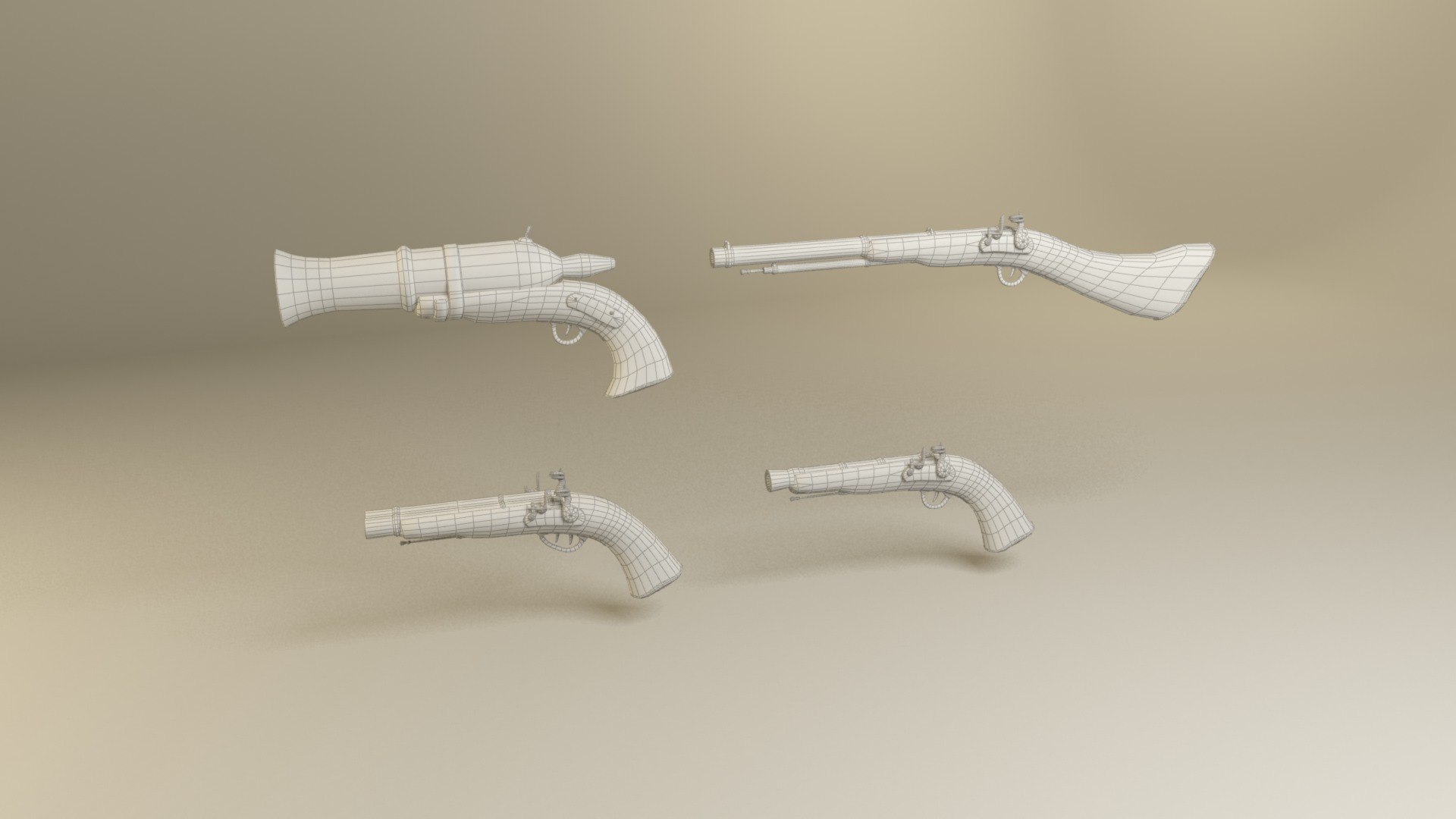 Flintlock Pirate Guns And Shotguns And Hand Cannons Collection Model ...