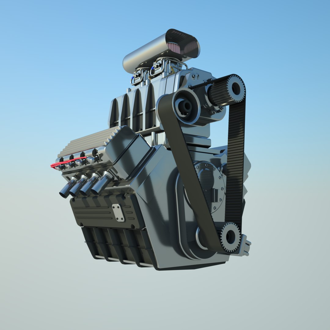V8 Compressor Engine Obj