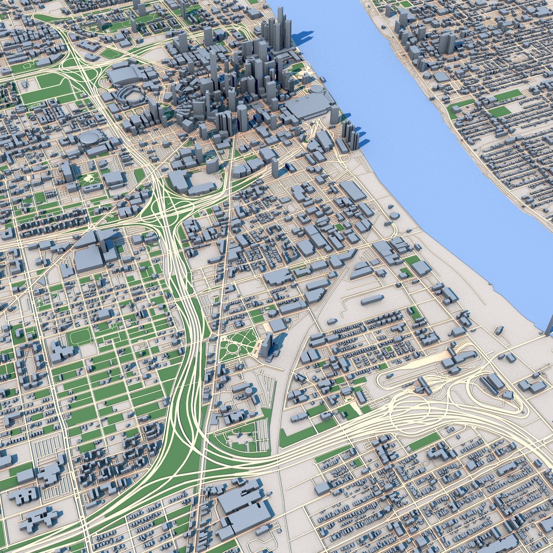 3D Detroit City Michigan Model - TurboSquid 2302714
