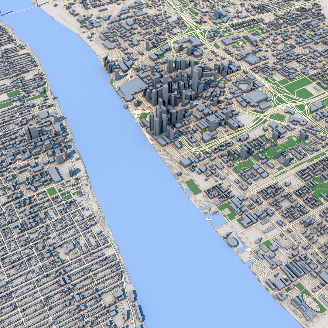 3D Detroit City Michigan Model - TurboSquid 2302714