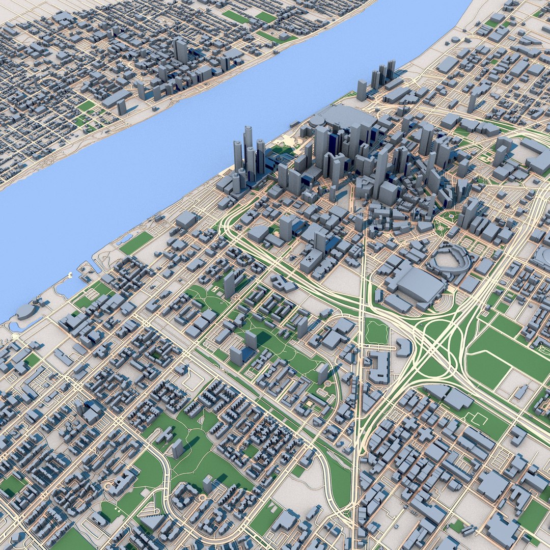 3D Detroit City Michigan Model - TurboSquid 2302714