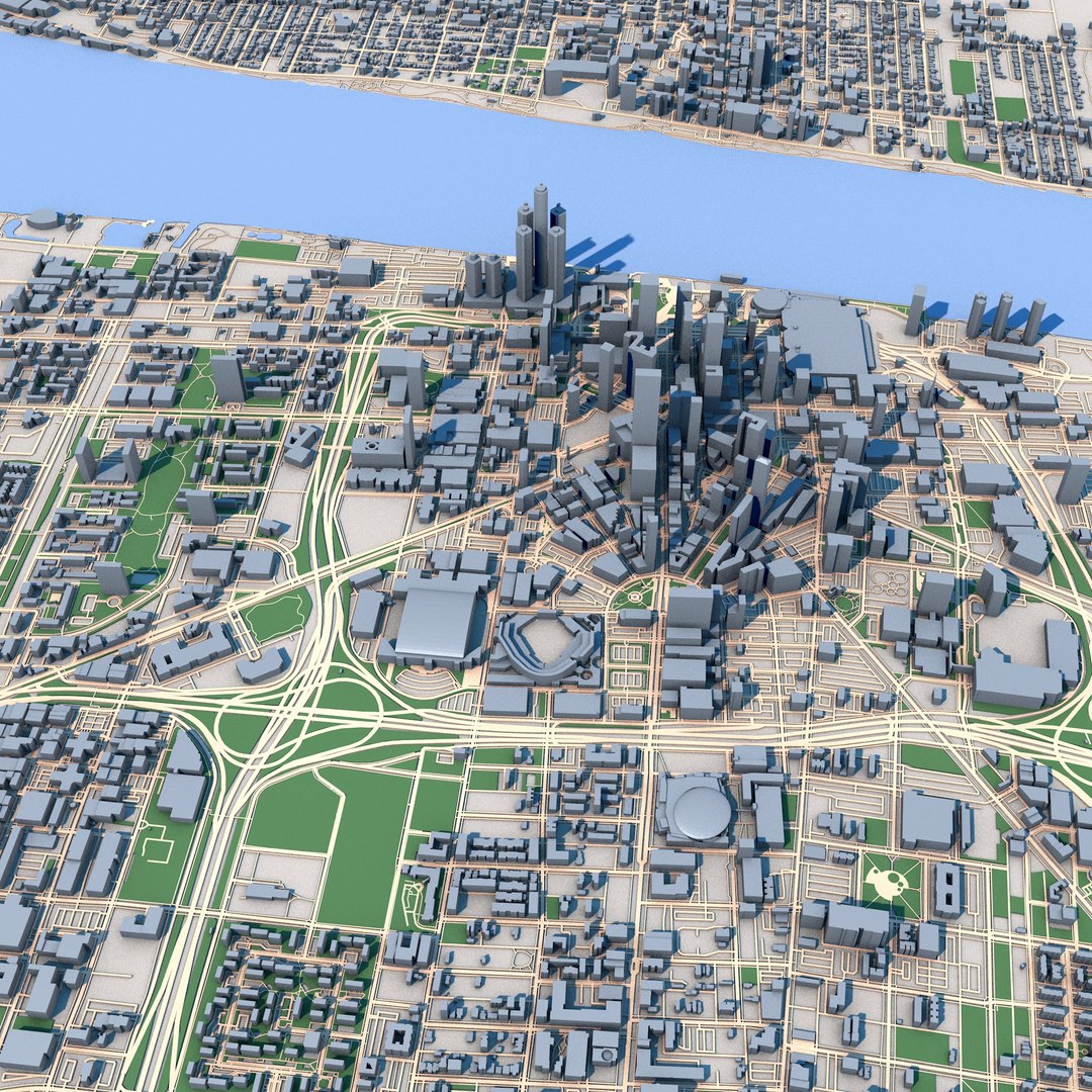 3D Detroit City Michigan Model - TurboSquid 2302714