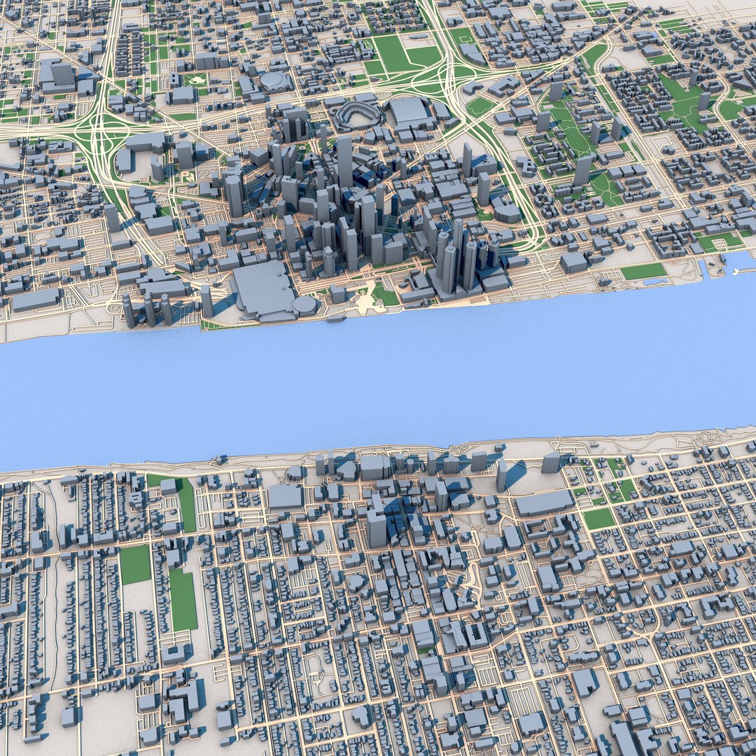 3D Detroit City Michigan Model - TurboSquid 2302714