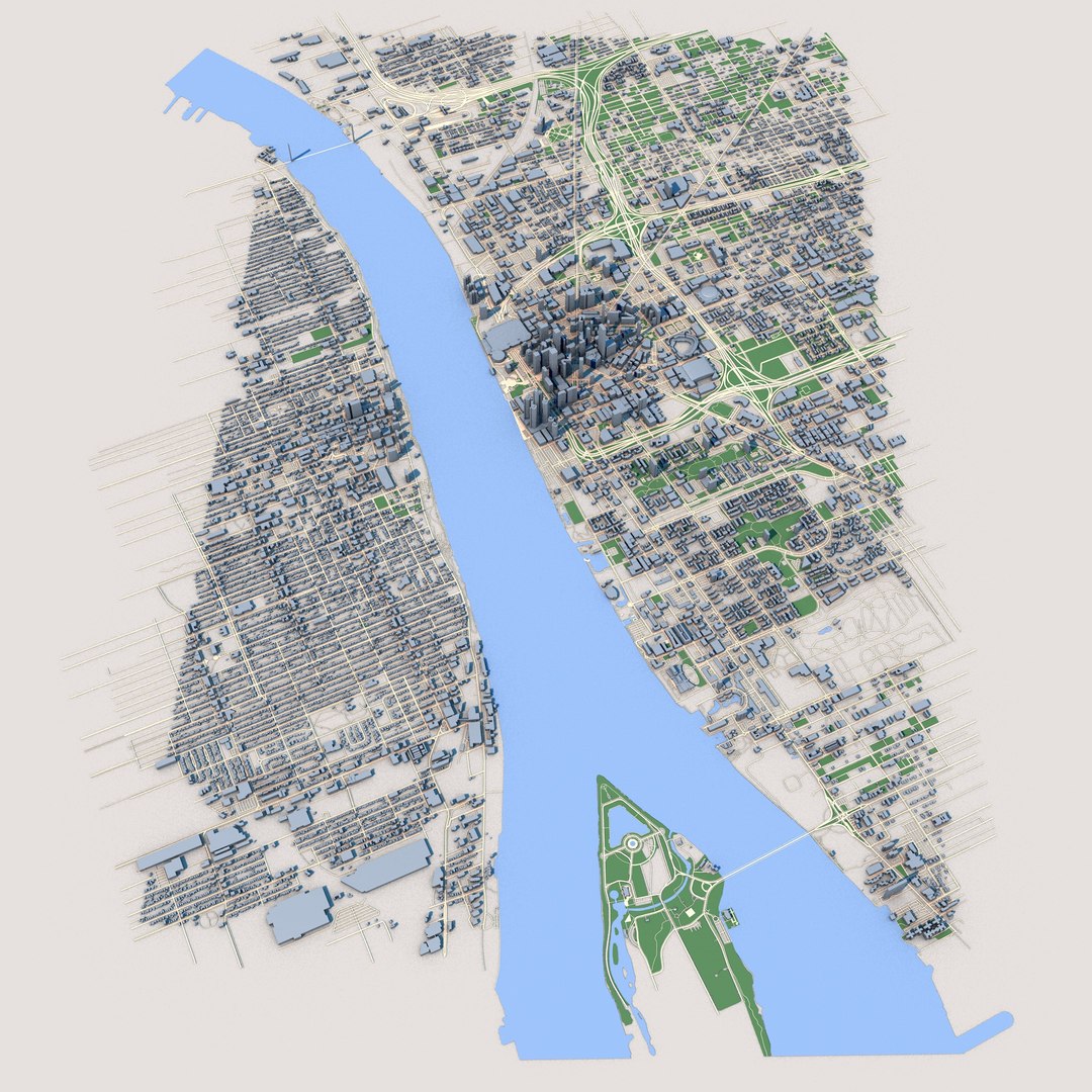 3D Detroit City Michigan Model - TurboSquid 2302714