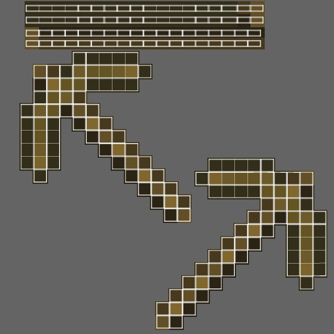 3D Minecraft Wooden Pickaxe Model - TurboSquid 2296532