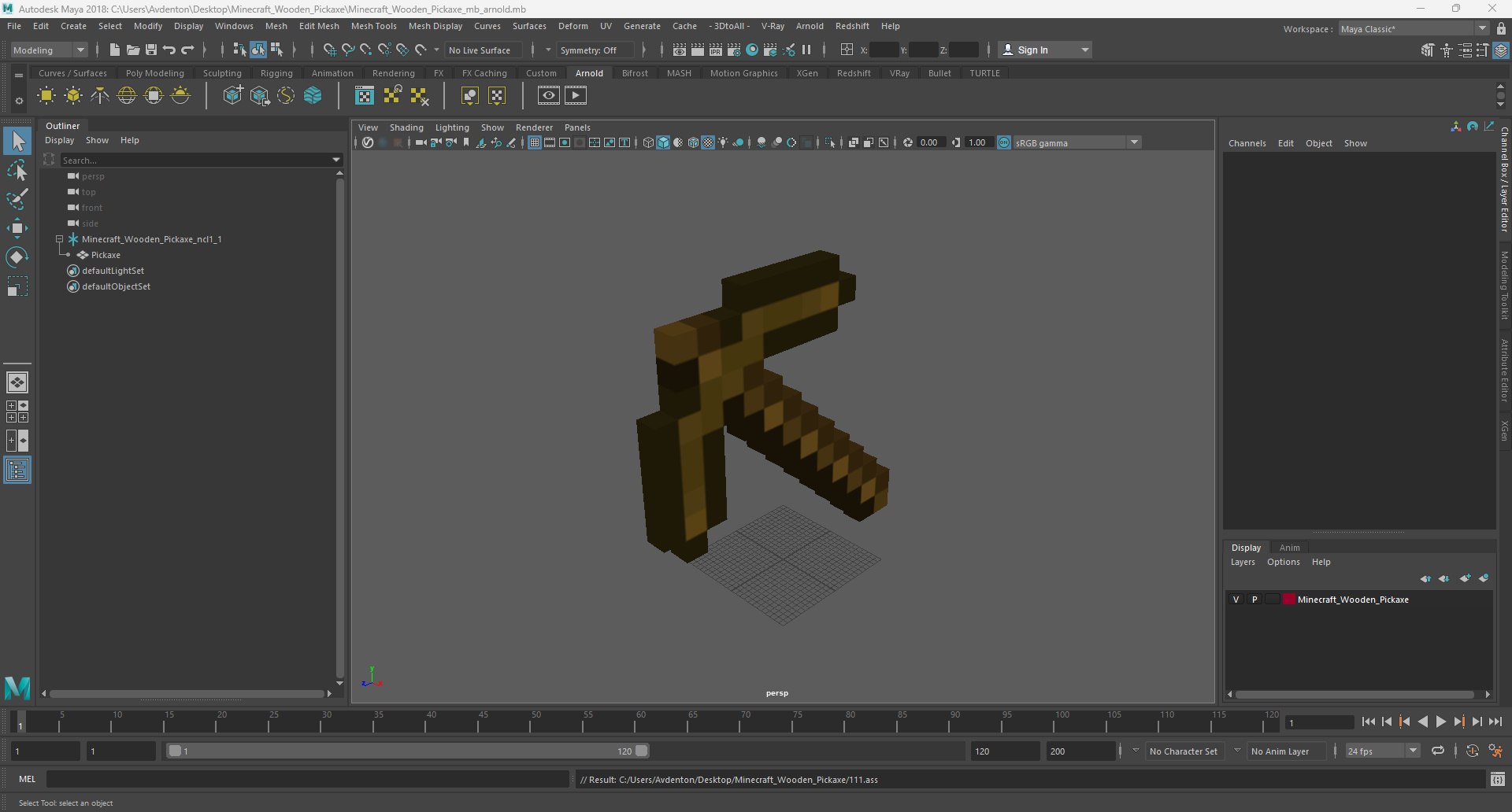 3D Minecraft Wooden Pickaxe Model - TurboSquid 2296532