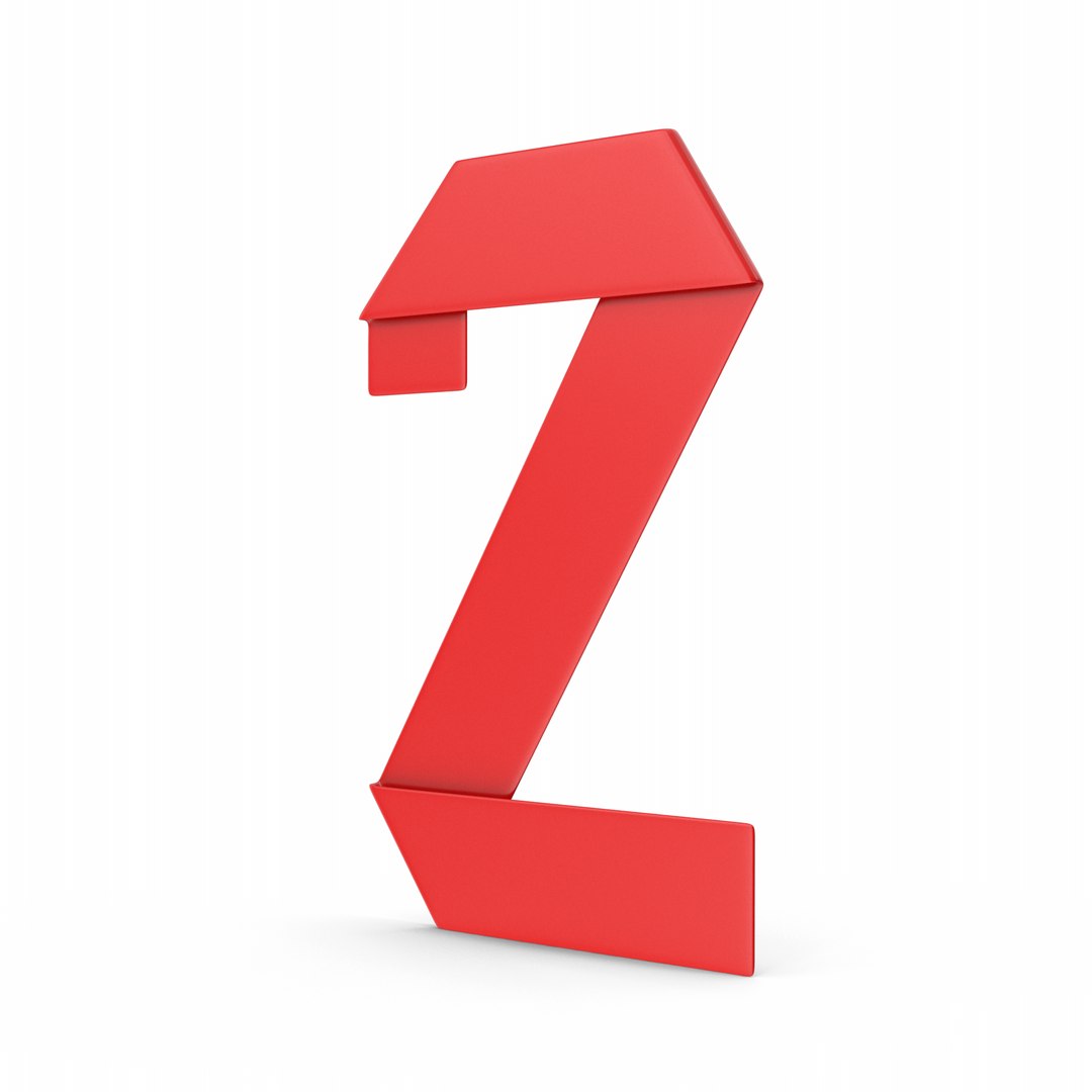 Red Ribbon Number 2 3D Model - TurboSquid 2200641