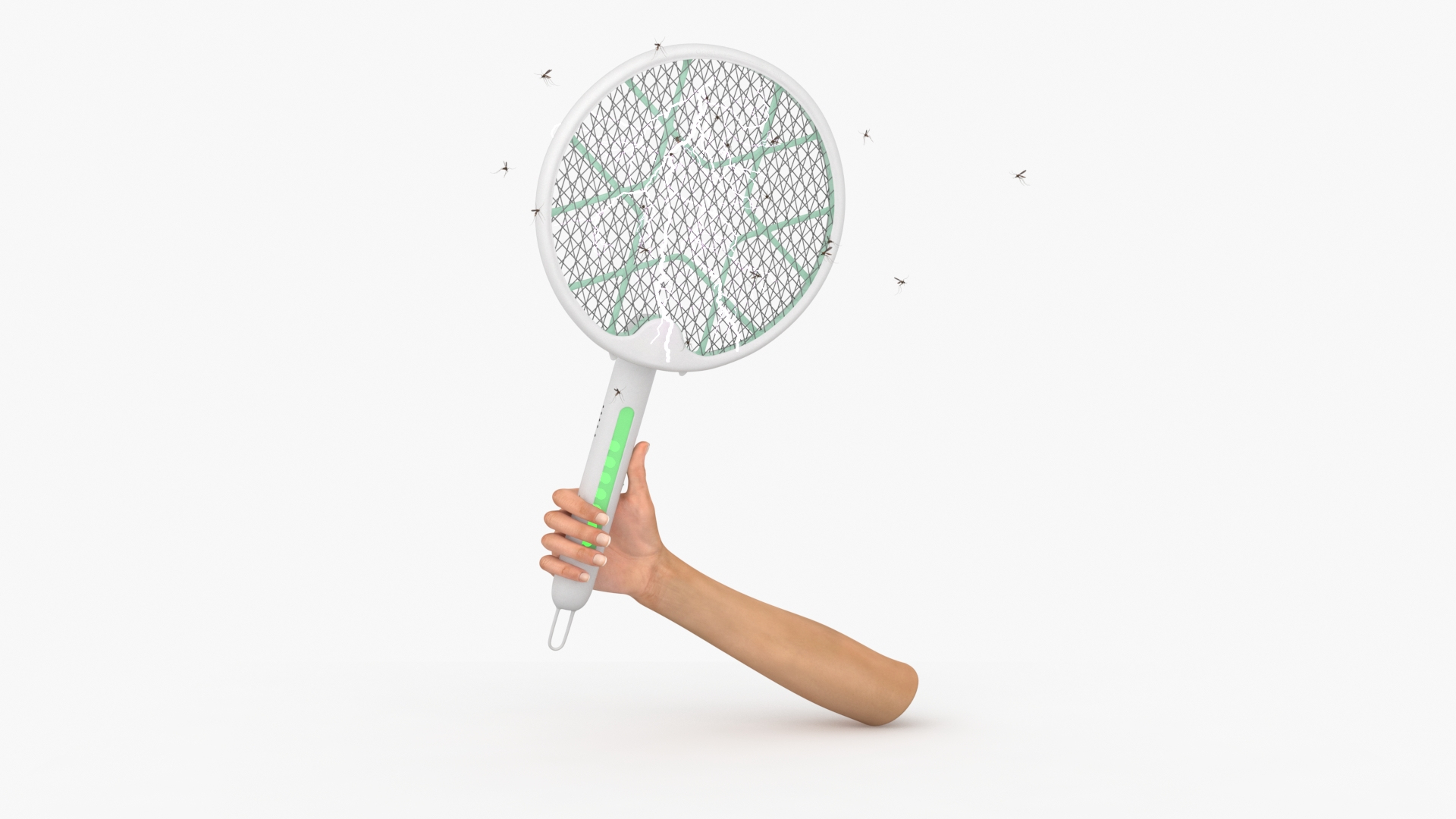 Foldable Fly Swatter In Hand With Electricity 3D - TurboSquid 2384834
