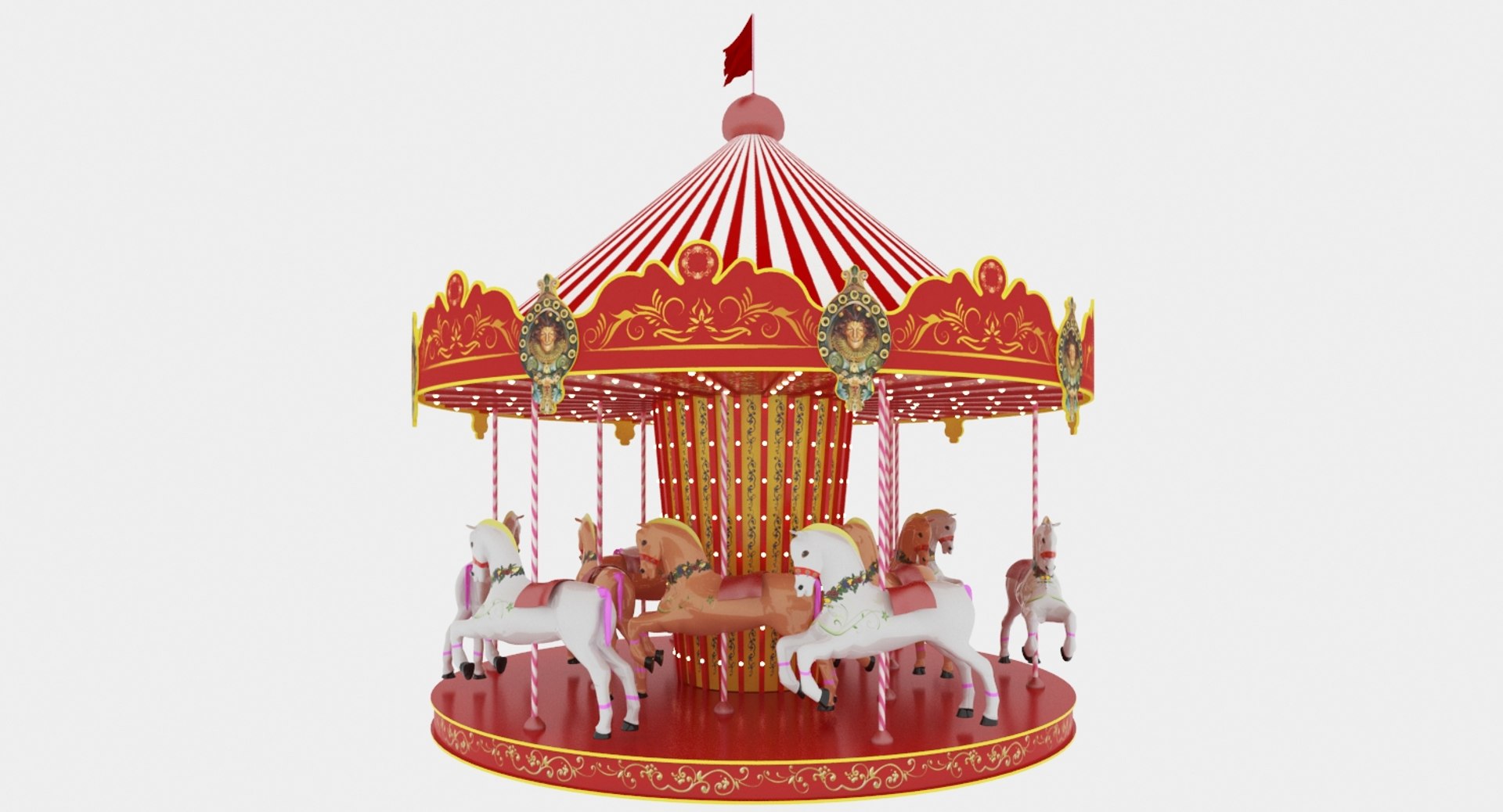 Horse Carousel 3D Model - TurboSquid 1282982