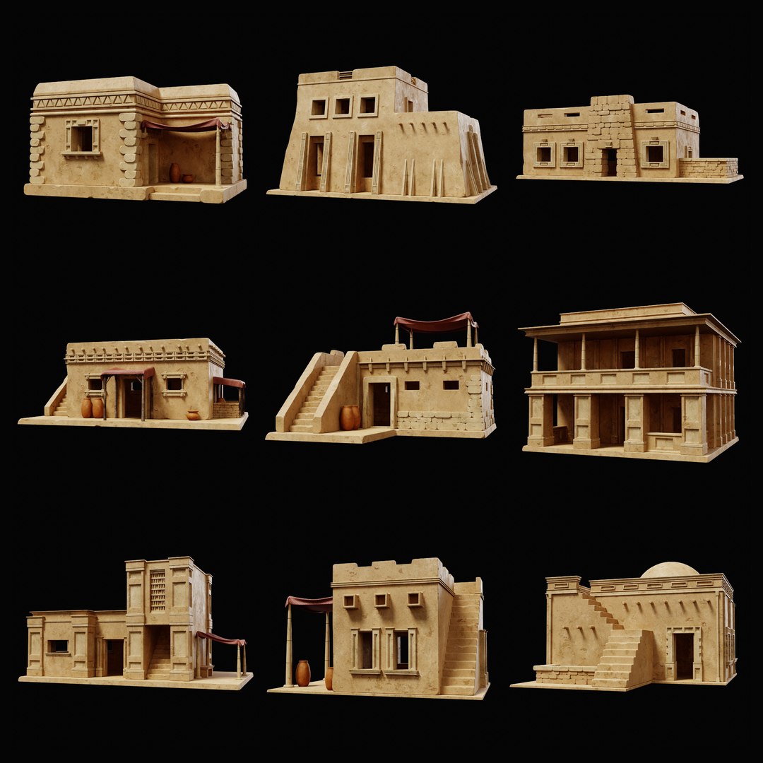3D model EGYPTIAN ARAB DESERT HOUSE HUT CLAY COTTAGE SHELTER COLLECTION ...