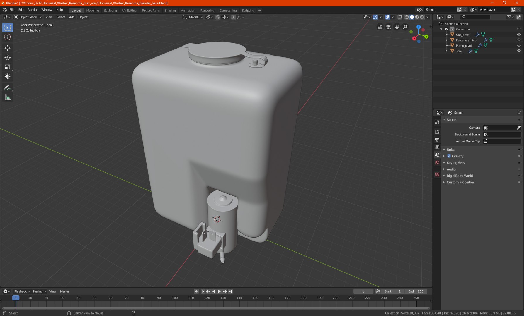 Universal Washer Reservoir 3D Model - TurboSquid 2003424