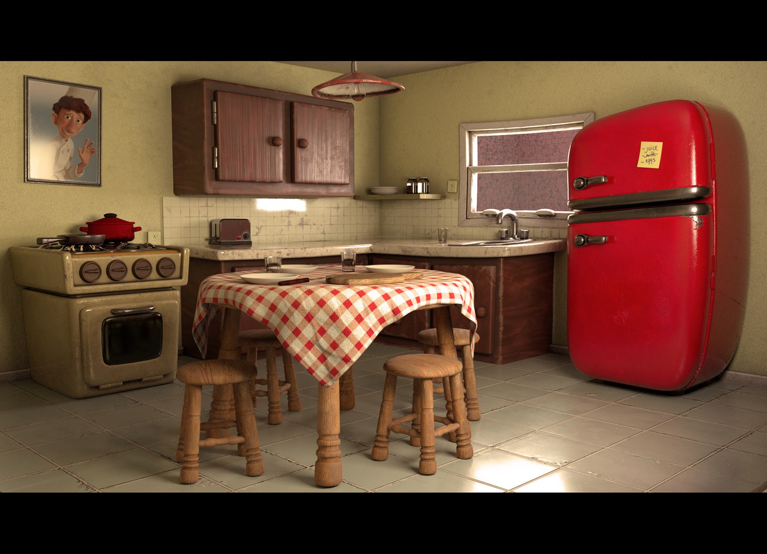 Kitchen cartoon toon 3D model - TurboSquid 1532884