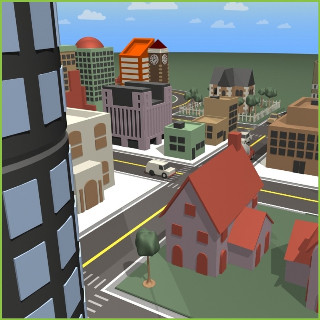 Trendy Simple City 3d Model