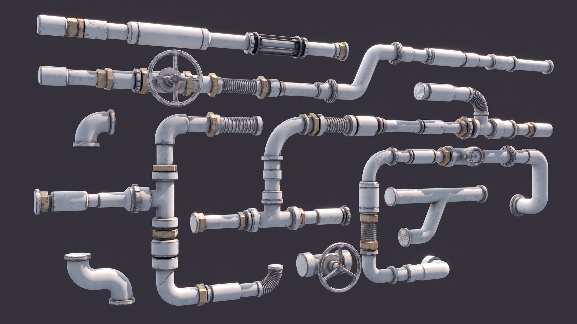 3D Sci-Fi Tubes Cables Kitbash Vol 01 model - TurboSquid 2105532