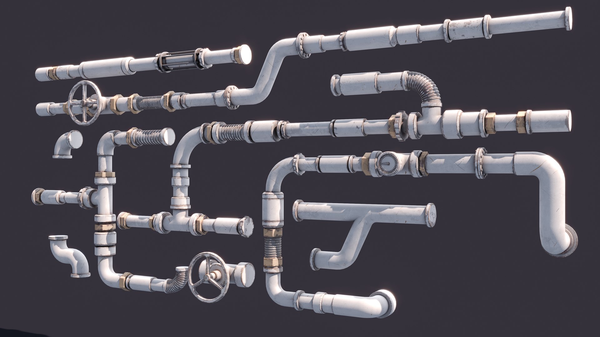 3D Sci-Fi Tubes Cables Kitbash Vol 01 model - TurboSquid 2105532