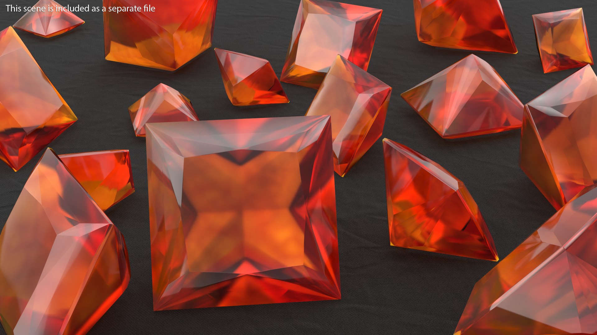 3D Model Princess Cut Amber - TurboSquid 1860296