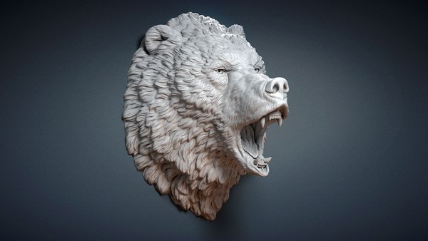 Angry bear animal head model - TurboSquid 1444438