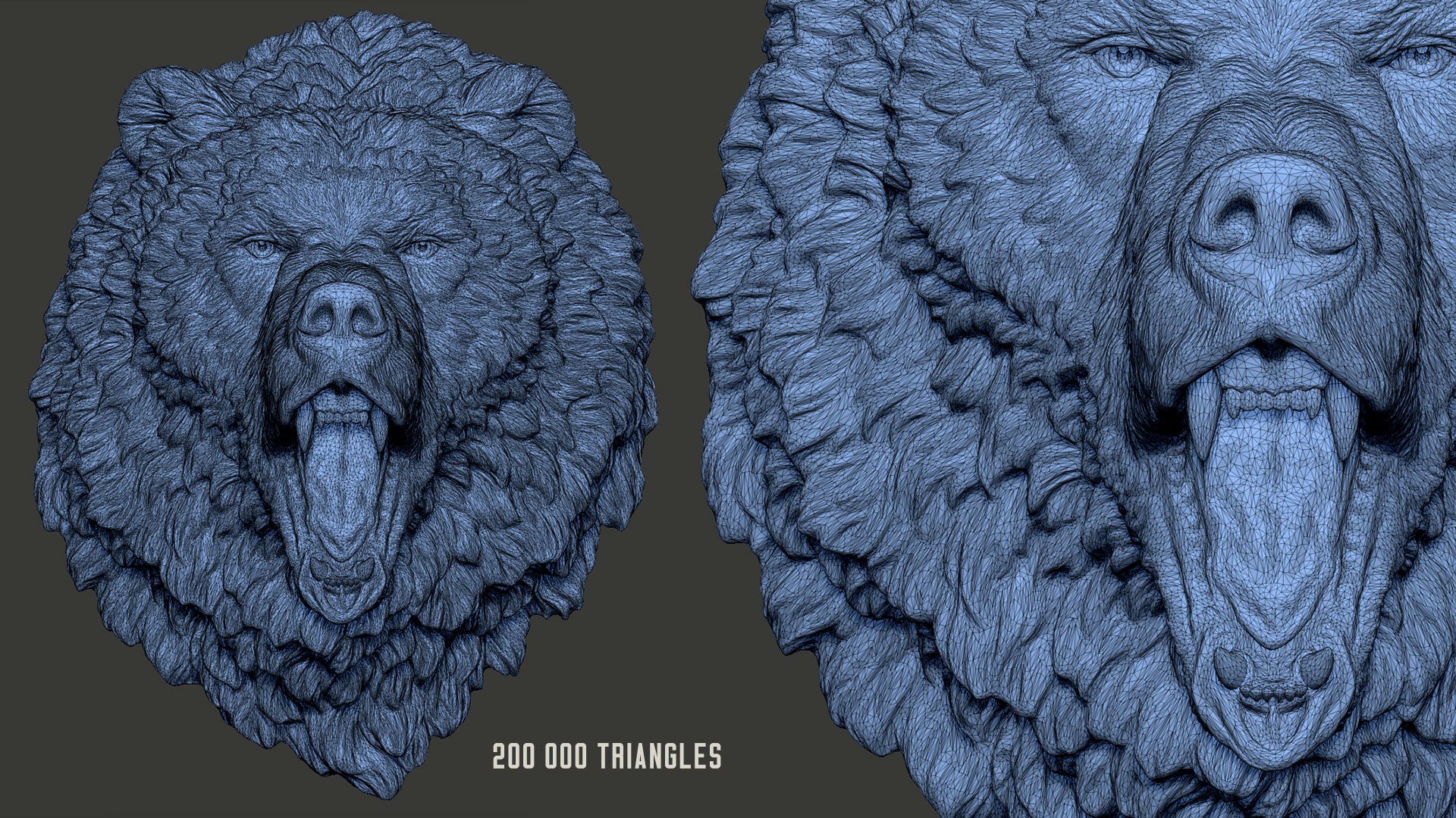 Angry Bear Animal Head Model - TurboSquid 1444438