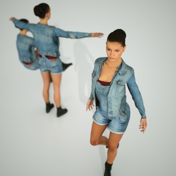 3d model woman jeans rigged