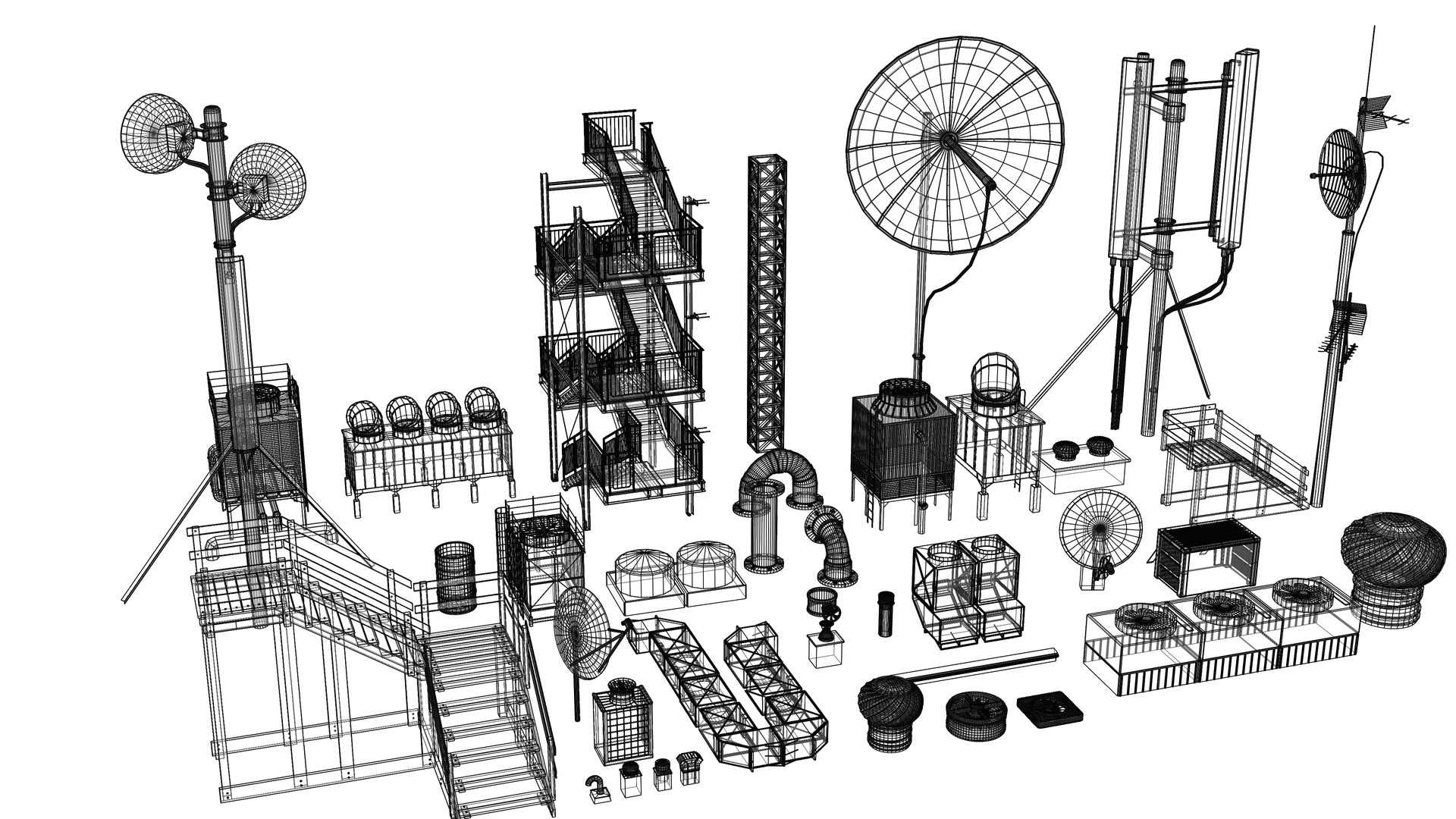 Rooftop Object Collection 3D Model - TurboSquid 2008038