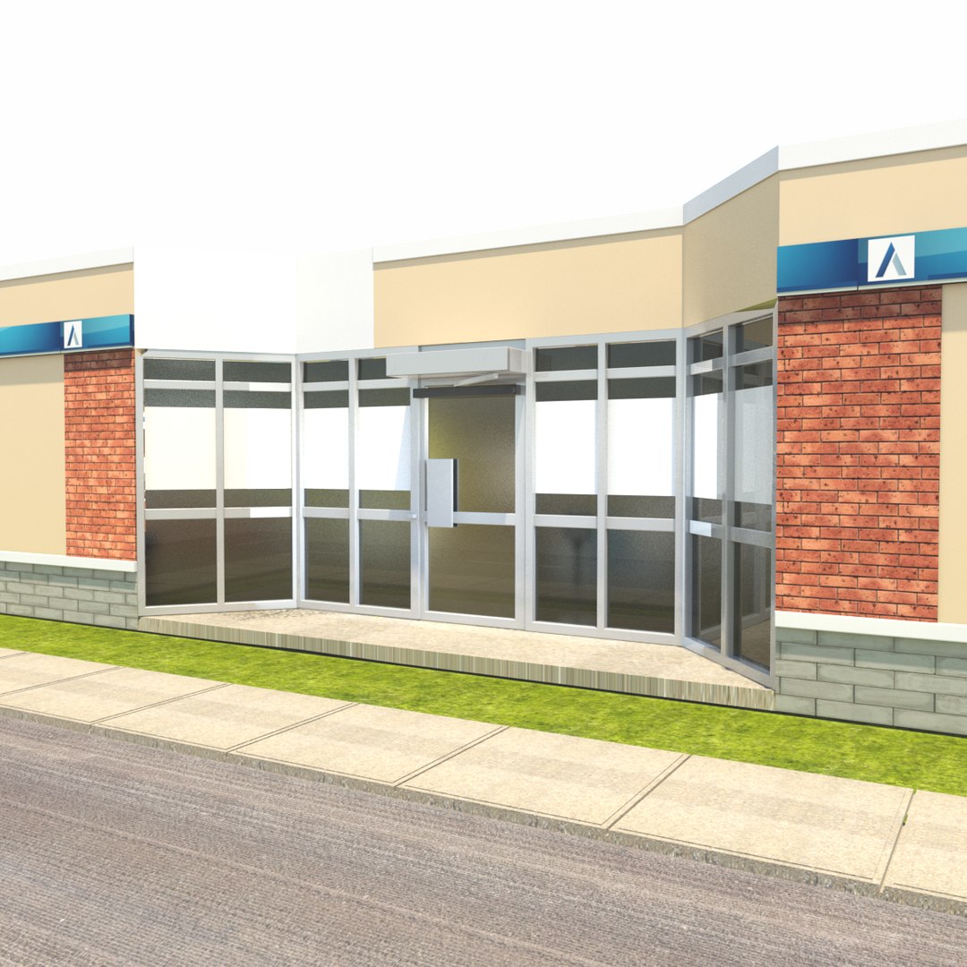 Bank Branch Exterior Interior 3d 3ds