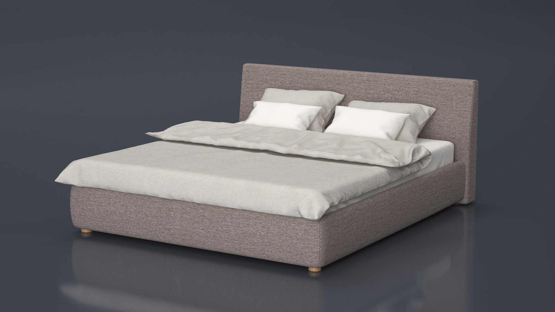 3D Model Double Bed With Headboard - TurboSquid 2237125