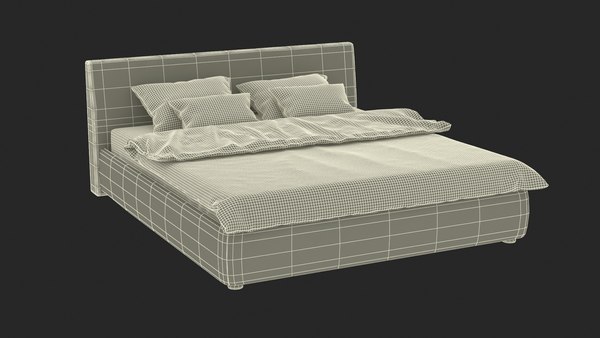 modelo 3d Cama Doble con Cabecera - TurboSquid 2237125