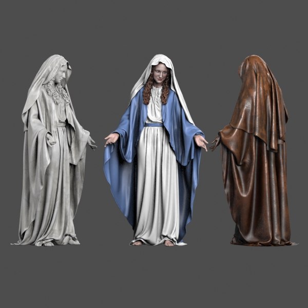 3d statue virgin mary model