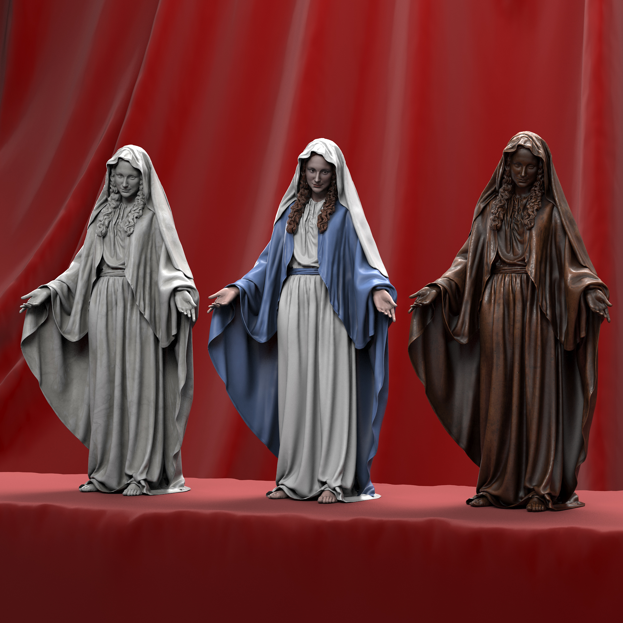3d statue virgin mary model