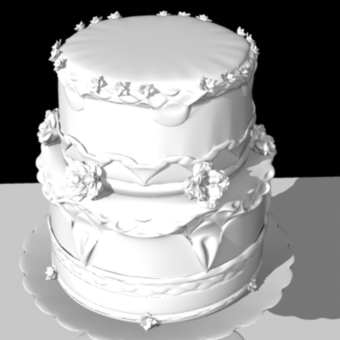 cake frosted layers flowers 3d obj