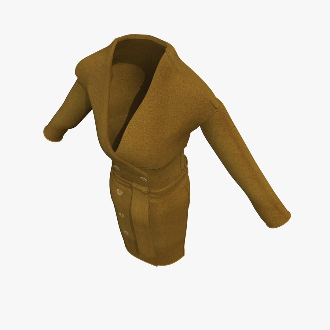 3d Womans Brown Winter Coat Model