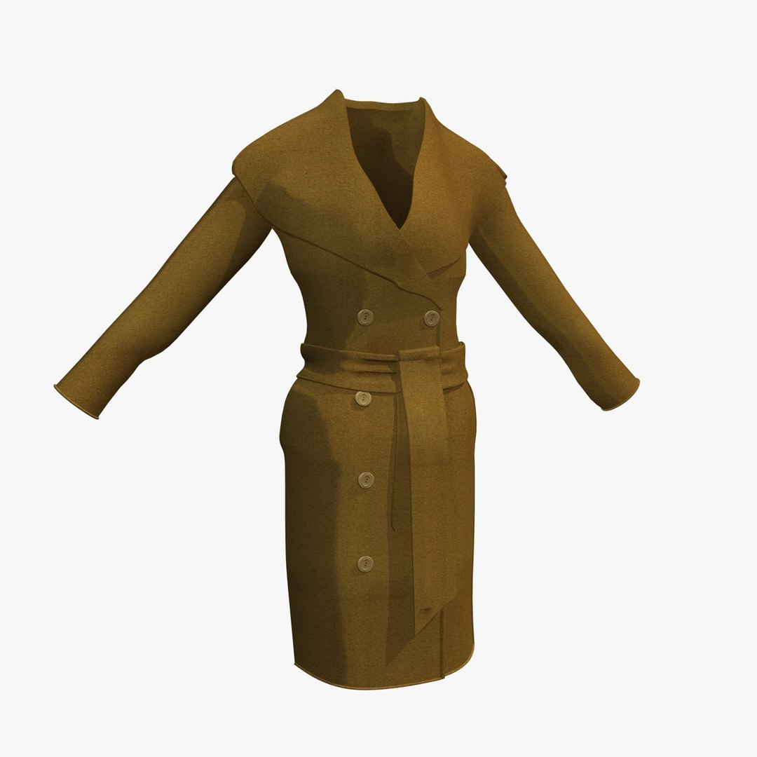 3d Womans Brown Winter Coat Model