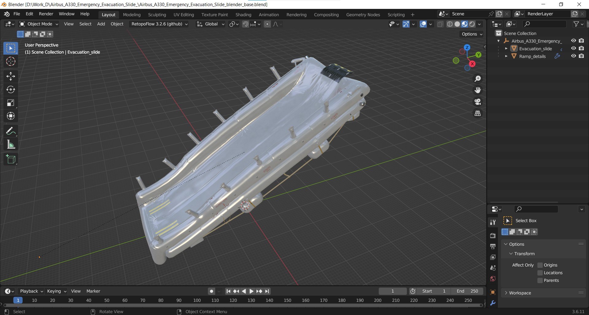 Airbus A330 Emergency Evacuation Slide 3D Model - TurboSquid 2423558