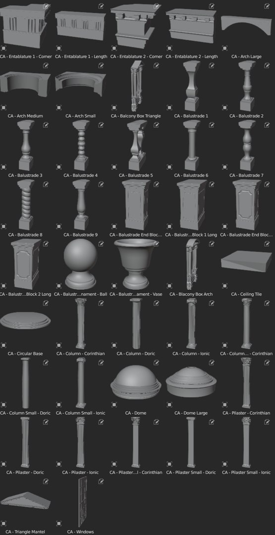 3D Model Classical Architecture Asset Pack For Blender - TurboSquid 2030831