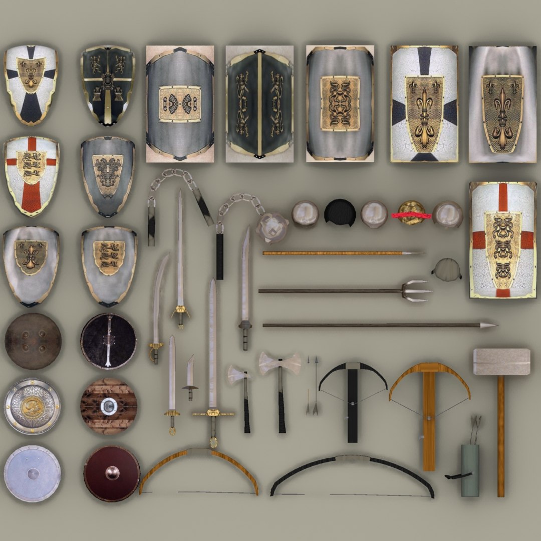 Weapons Shields 3d Model