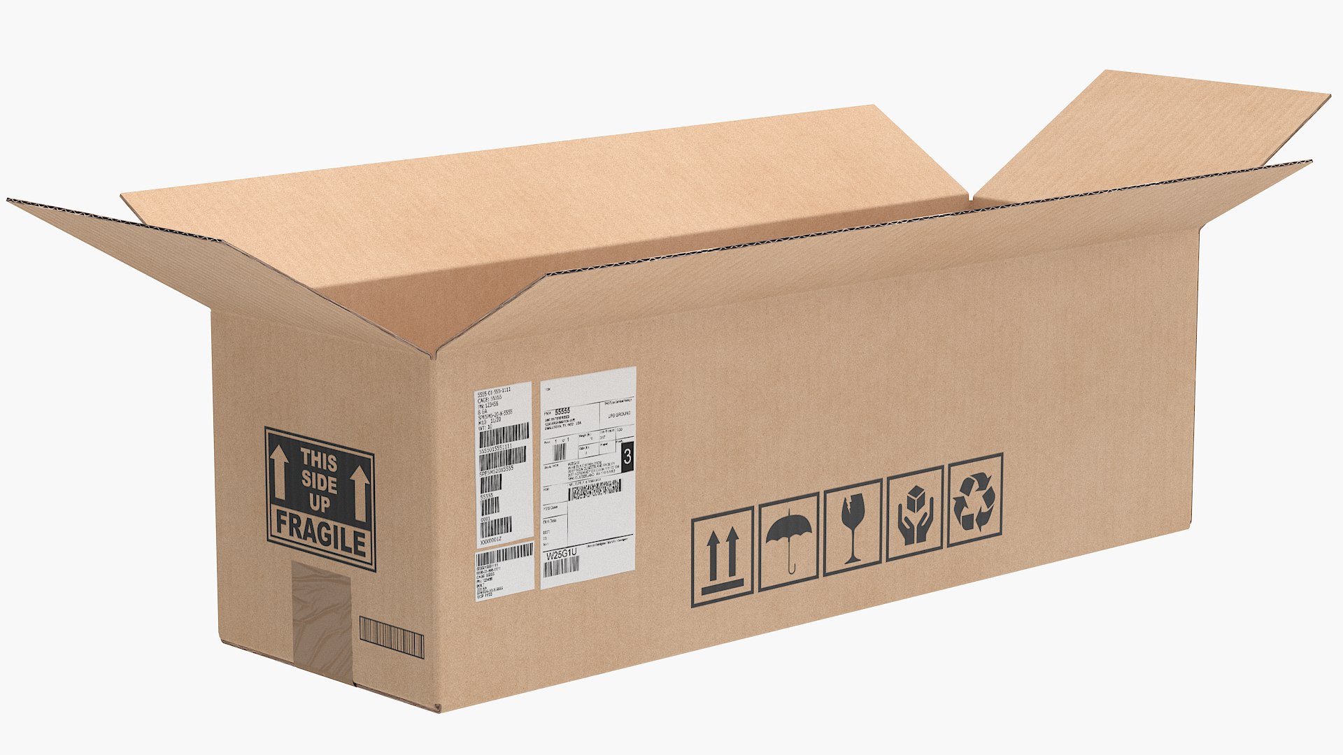 3D Cardboard Box 8 Open - TurboSquid 2181383