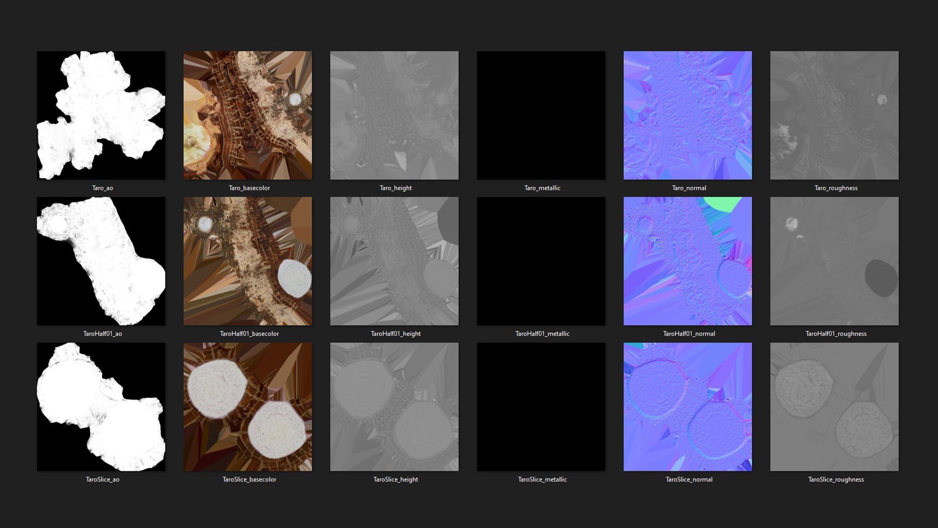 Whole Half Slice Taro Model - TurboSquid 2209752