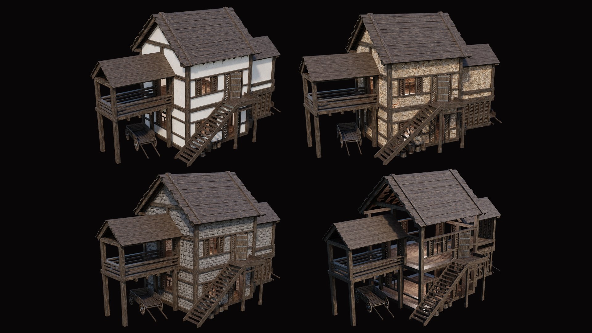 Medieval Village Pack 10- 4 Assets - 4K Textures Game Ready 3D ...