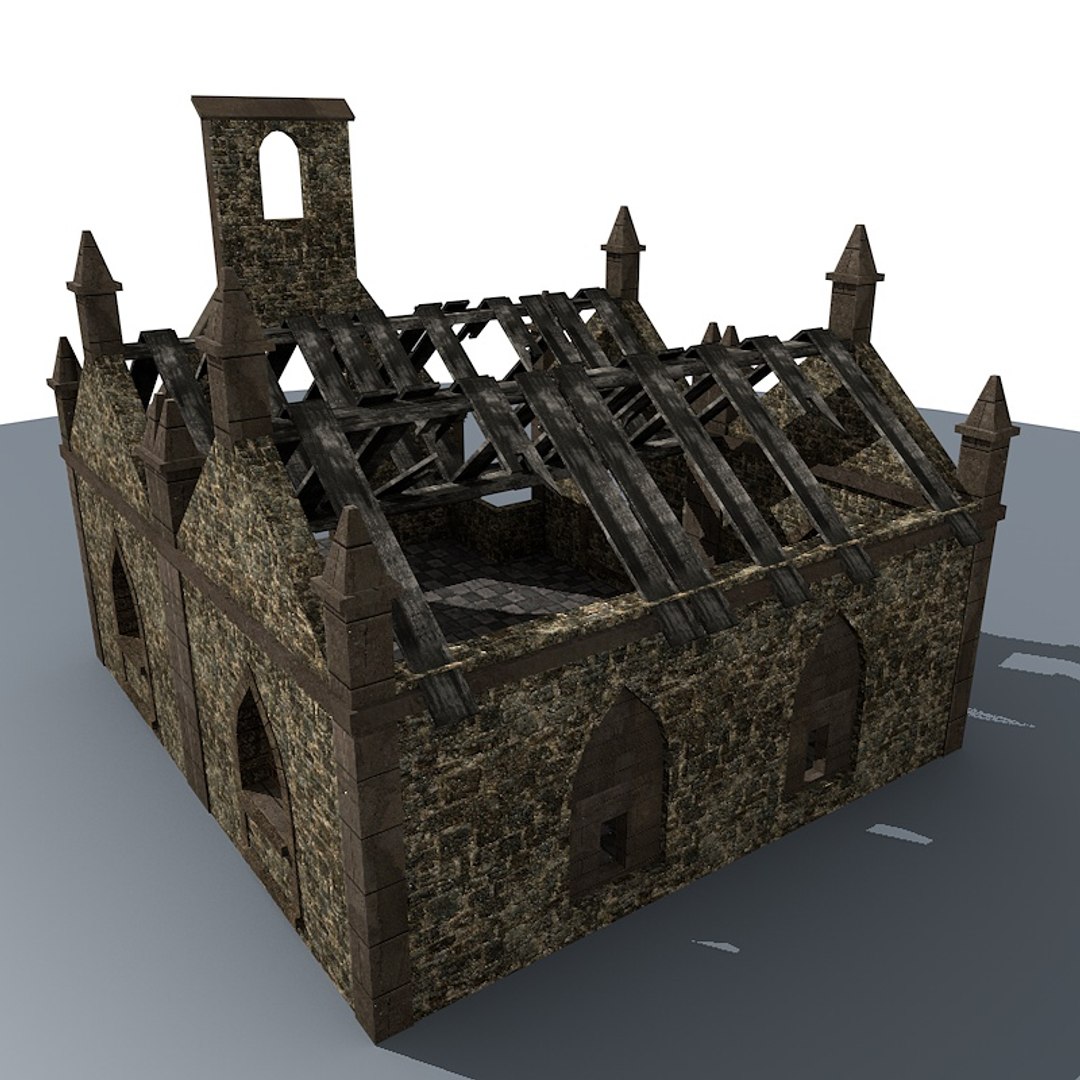 3d Ruined House Games Model