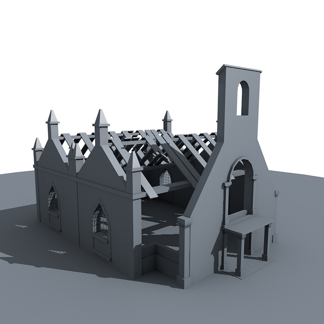 3d Ruined House Games Model