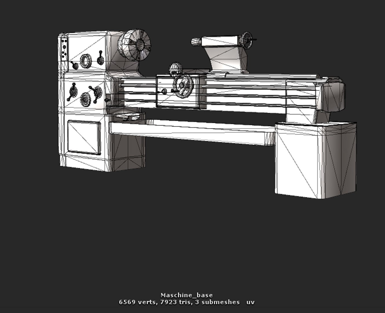 Old Lathe Machine 3d Lwo