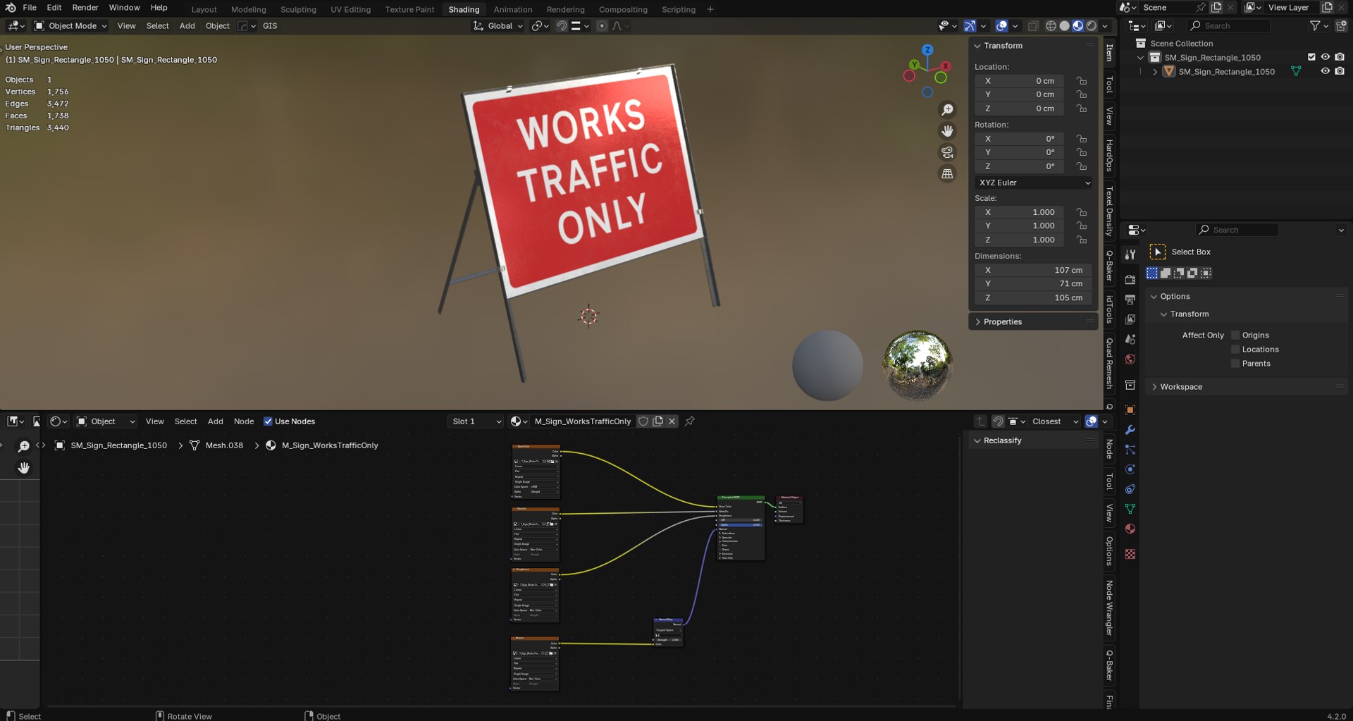 Works Traffic Only Rectangle Road Sign 3D Model - TurboSquid 2467258