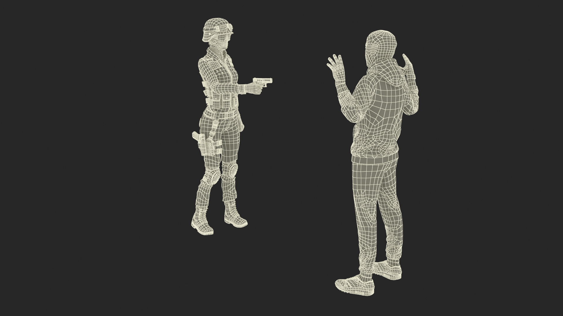 Robber Surrendering To Police Officer 3D Model - TurboSquid 2341190