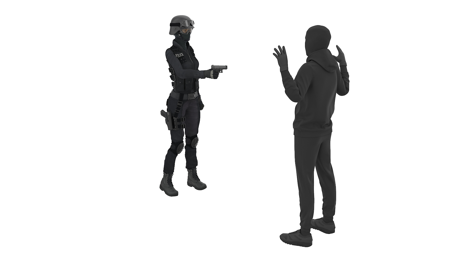 Robber Surrendering To Police Officer 3D Model - TurboSquid 2341190