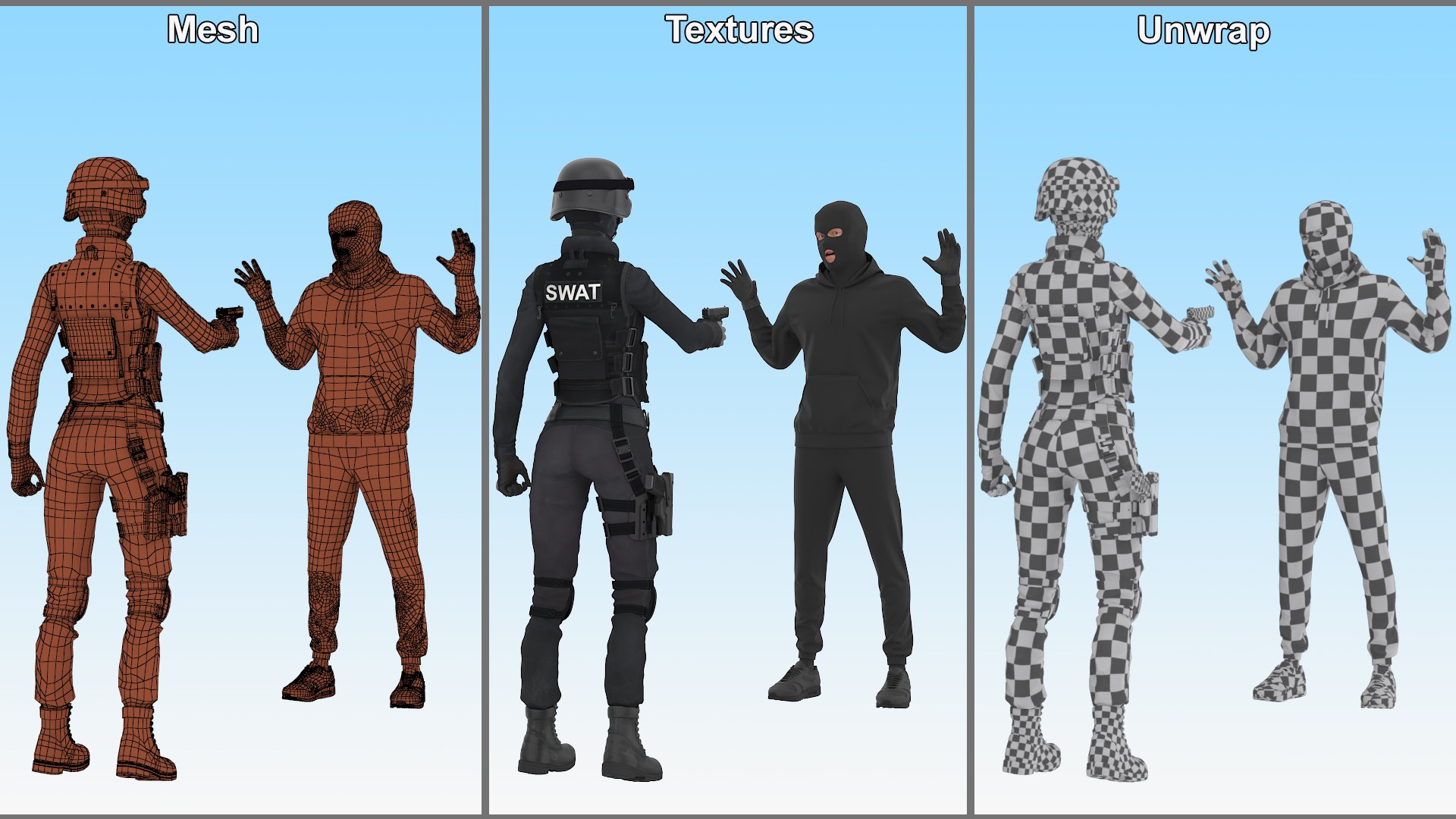 Robber Surrendering To Police Officer 3D Model - TurboSquid 2341190