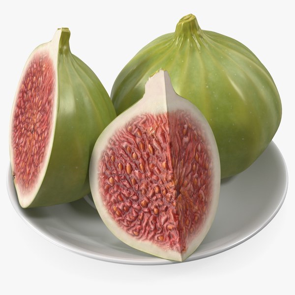 Green Fig Whole Quarter and Half on Saucer 3D 모델 - TurboSquid 2063223