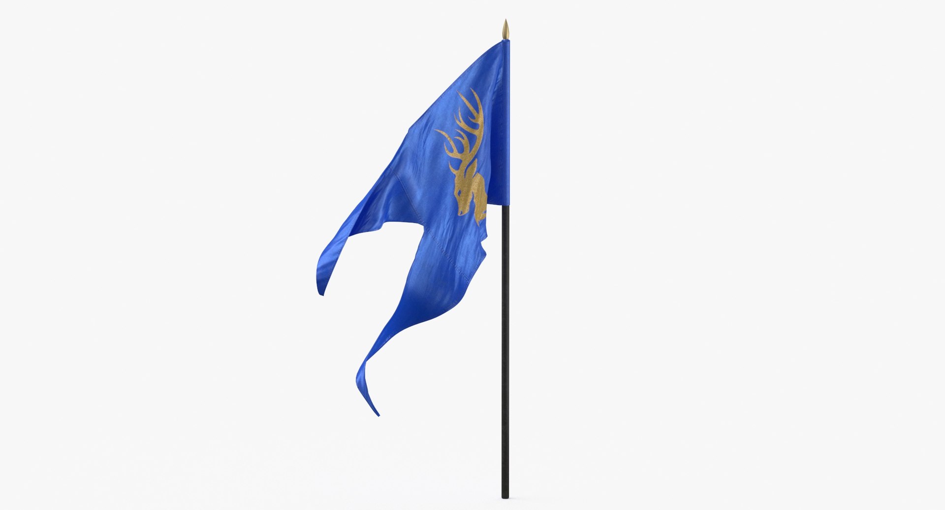 Medieval Waving Banner On Pole Blue Gold 3D - TurboSquid 1817887
