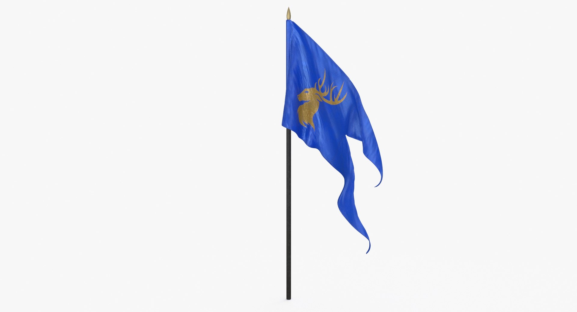 Medieval Waving Banner On Pole Blue Gold 3D - TurboSquid 1817887