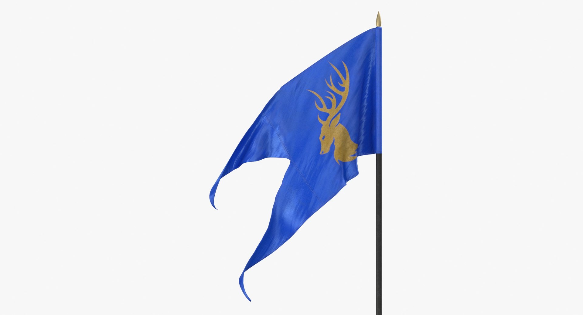 Medieval Waving Banner On Pole Blue Gold 3D - TurboSquid 1817887