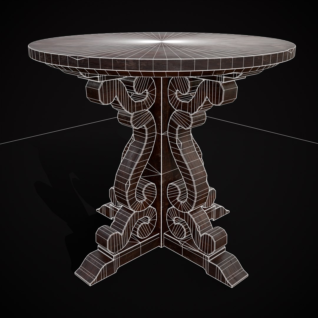Mahogany Medieval Antique Round Table Model - TurboSquid 1984817